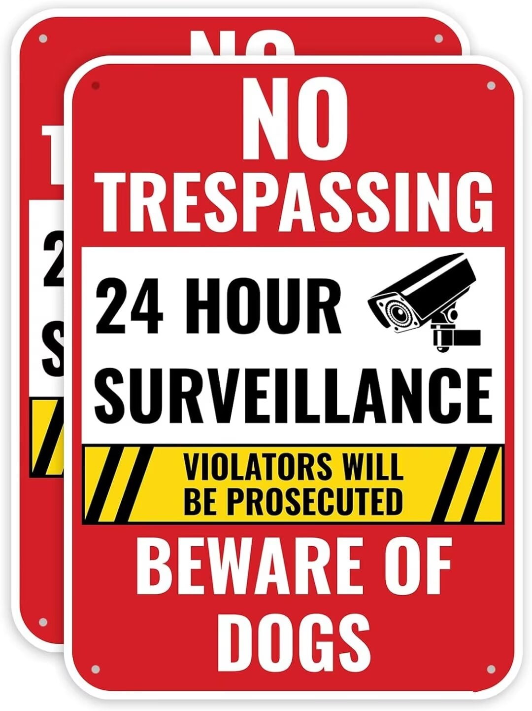 2PC 24 Hour Surveillance Sign, 14 x 10 Inches - Aluminum - Private ...
