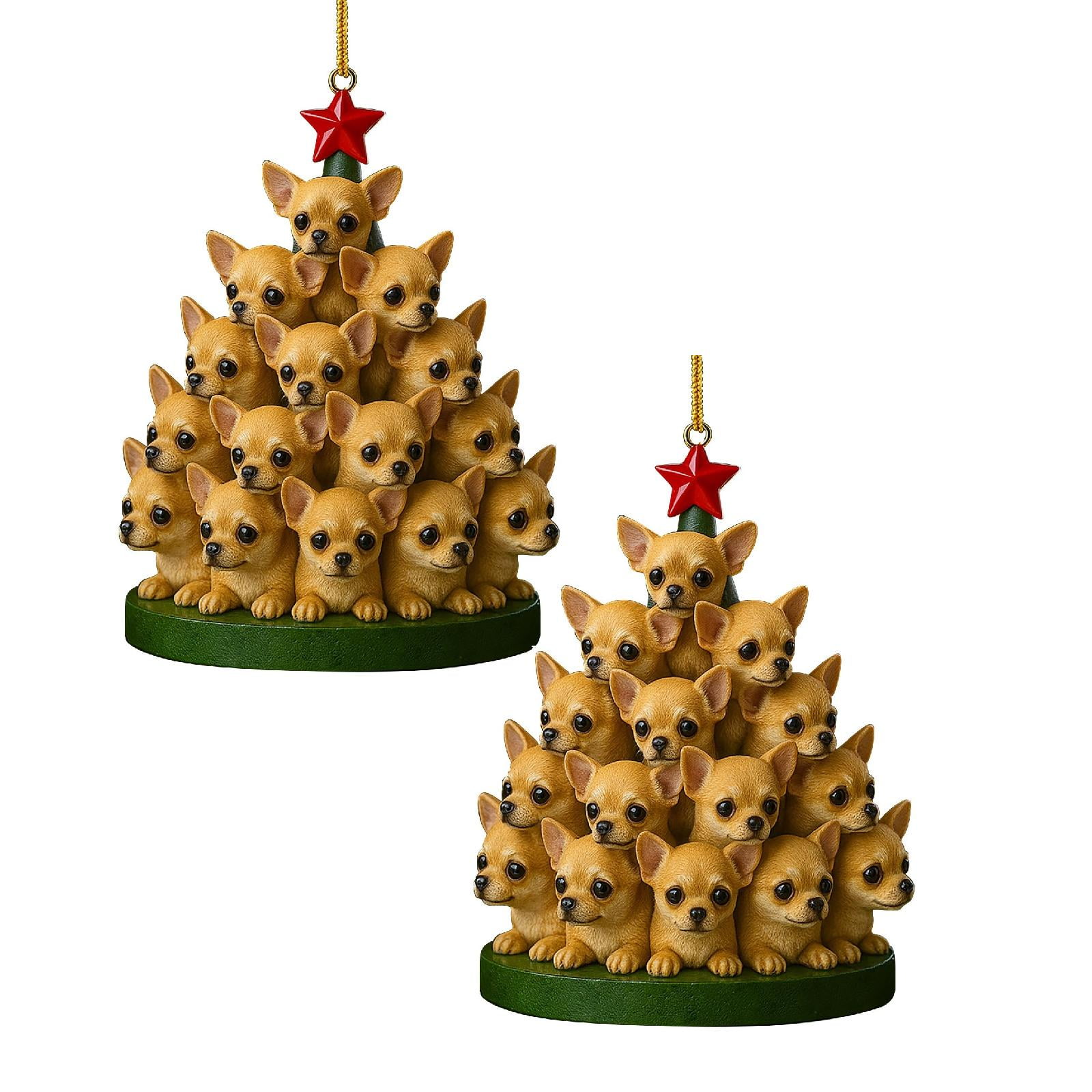 2PC, 2D Acrylic Dog Ornaments: Shaped Designs With Stacked Puppies And ...