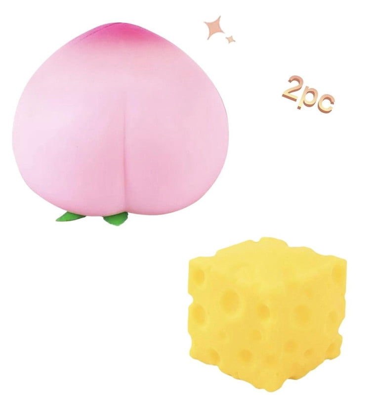 2pc 3 3in Squeezy Peach Peach Squishy For Adults Cheese Squishy Slow