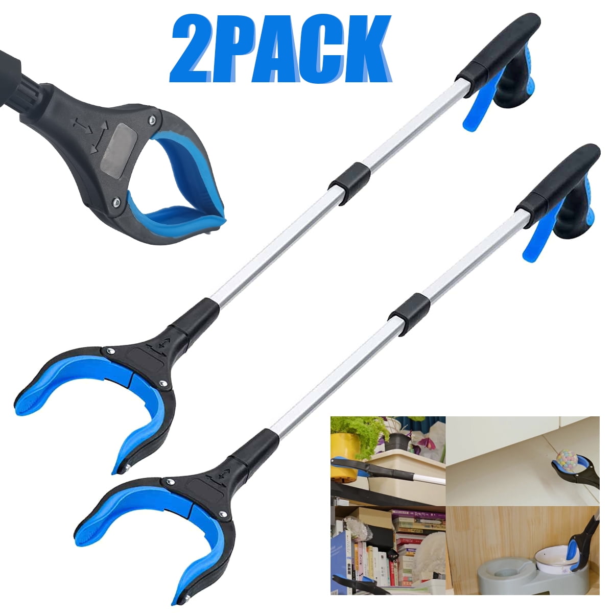 2PC 32"Grabber Pick Up Tool Extended Garbage Reaching Stick Trash ...