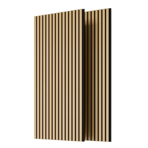 2PC 3D Fluted Wood Slat Acoustic Panels 45.27''X23.62'' White Oak Sound ...