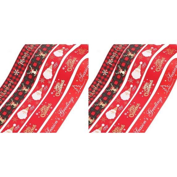 2PC 5 Yards Christmas Ribbons for Craft Holiday Printed Grosgrain ...