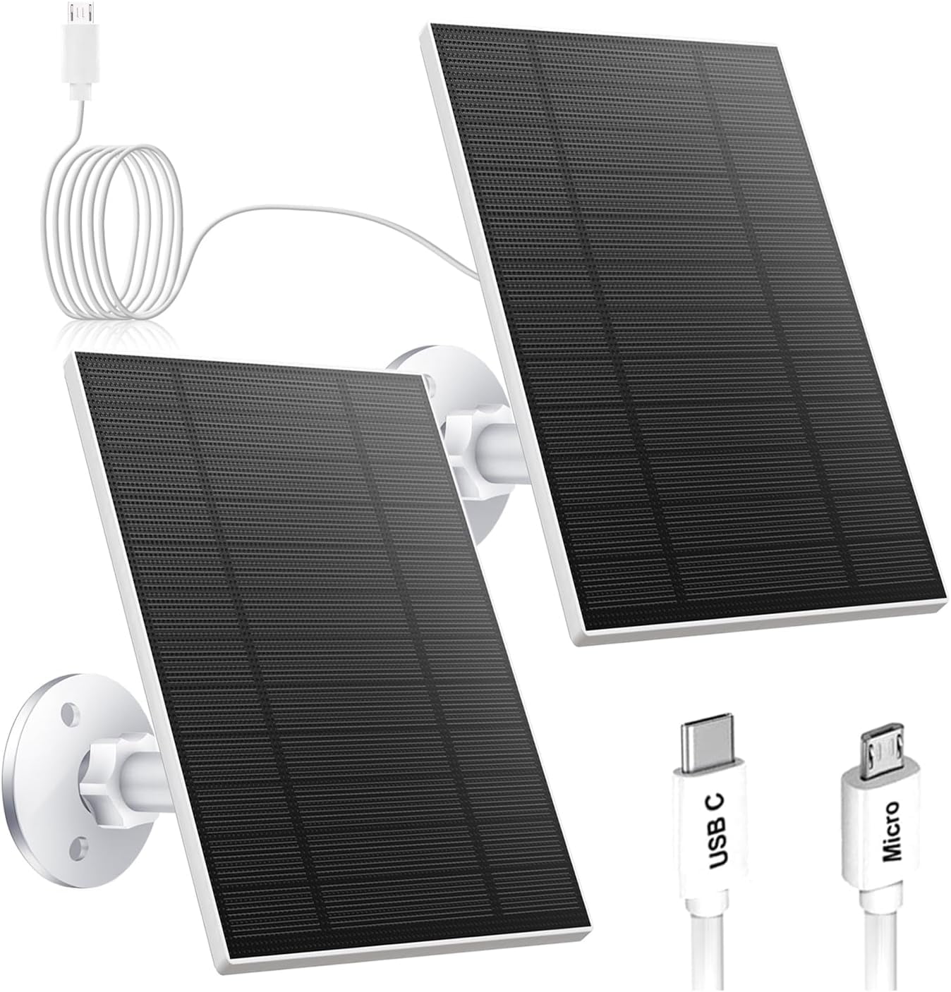 2PC 5W Solar Panel for Security Camera, Solar Panel with Micro USB ...
