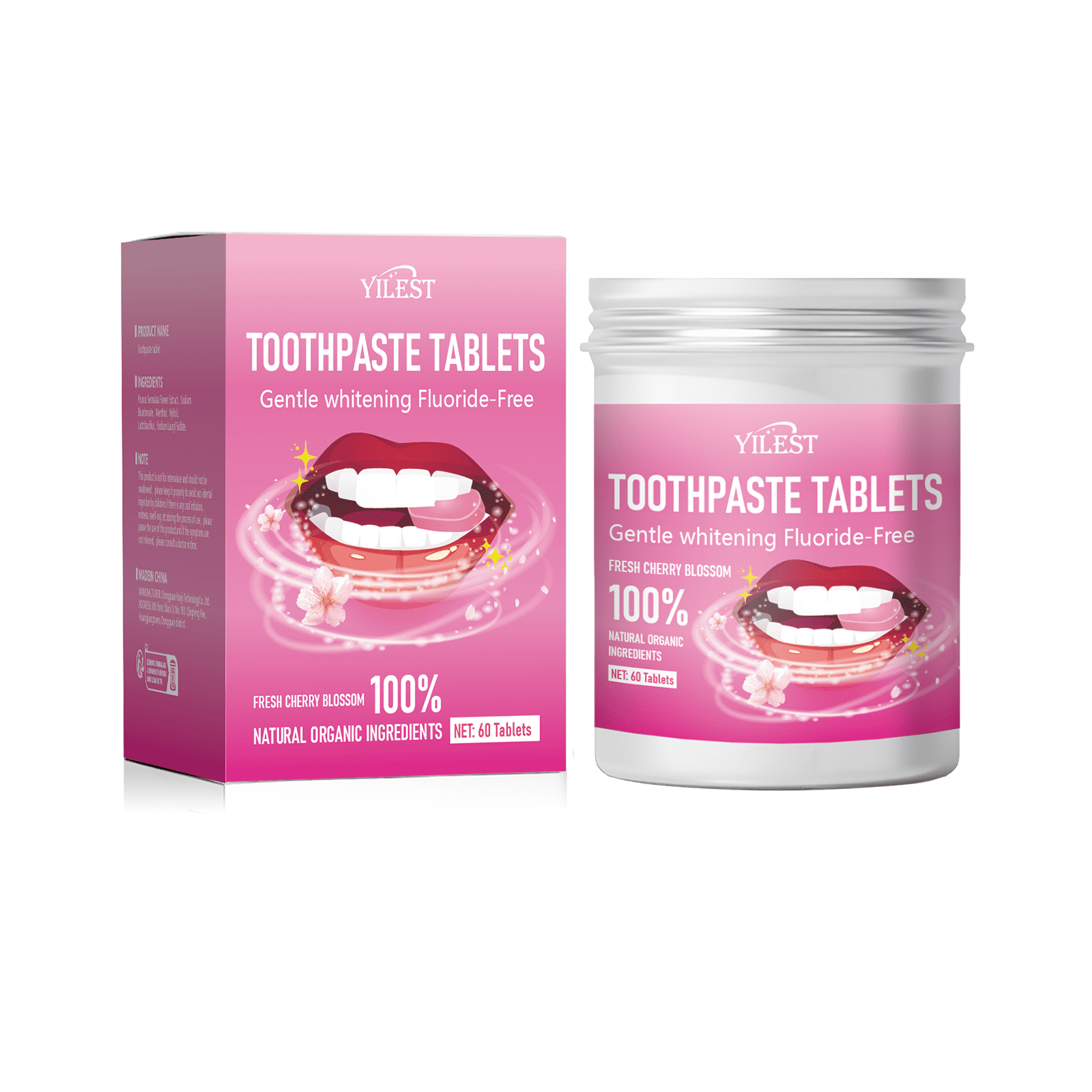 2PC 60 Tablets Pink Toothpaste Tabets for Color Corrector, Teeth ...