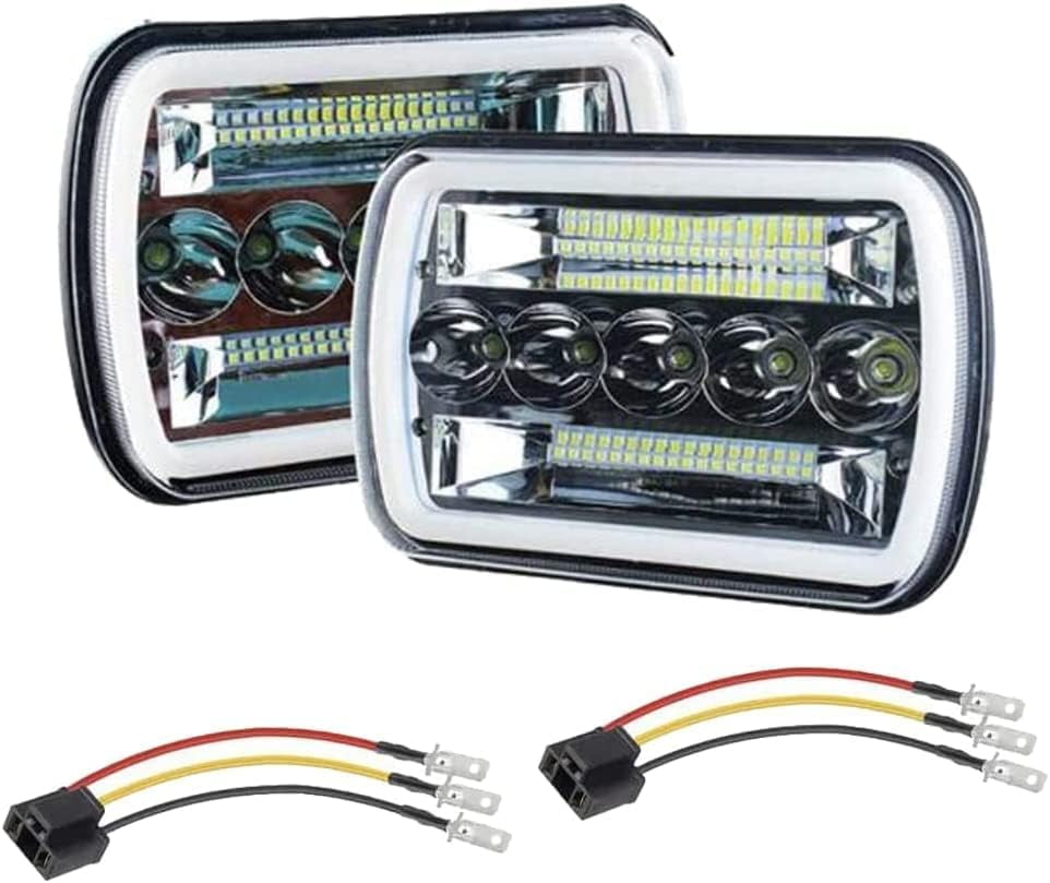 2PC 7x6 5x7 Led Headlights 6052 6054 H5054 H6054 Hi/Low Sealed Beam ...