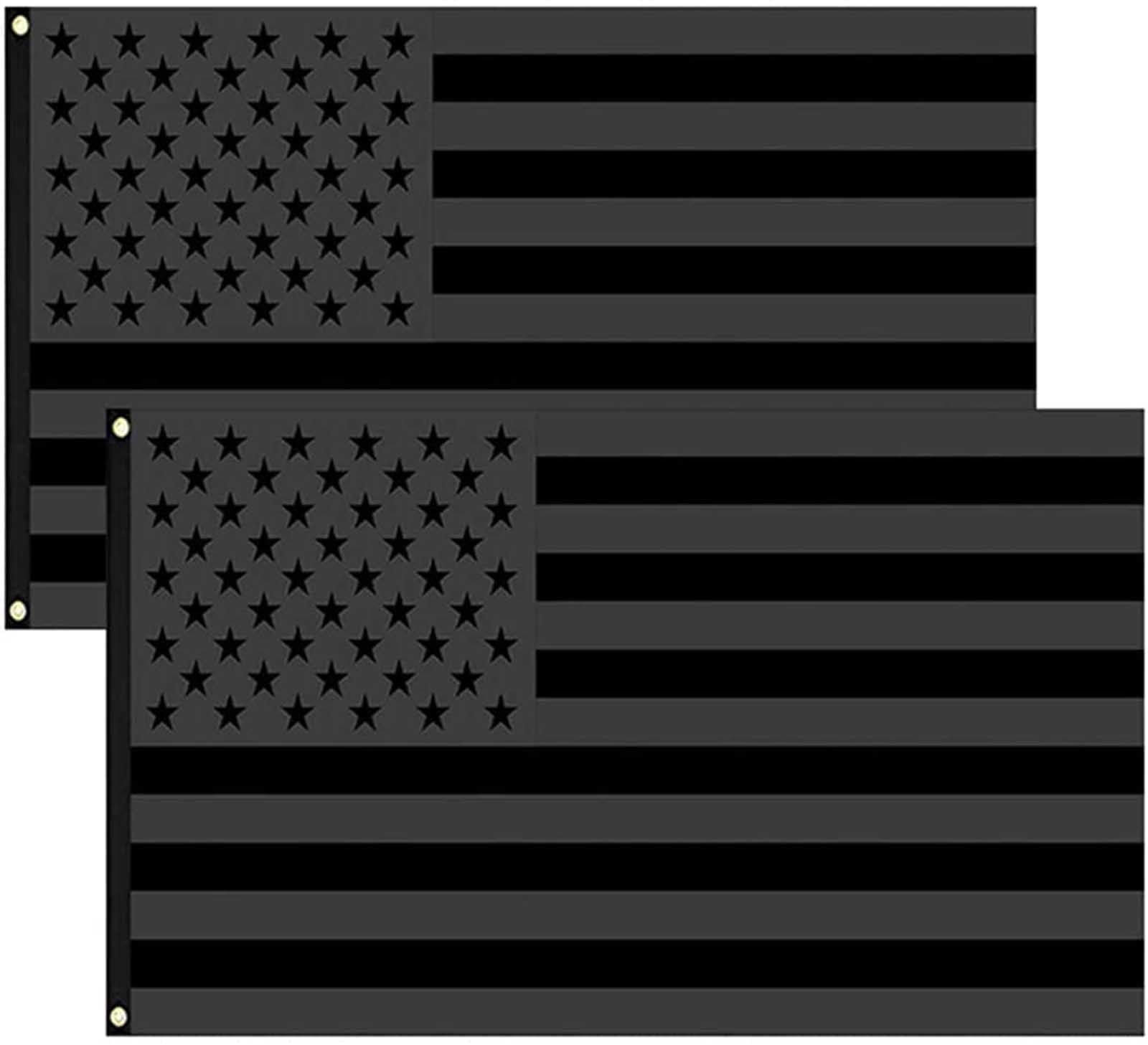 2PC All Black American Flag 3x5 Ft,Canvas Header And Double Stitched ...