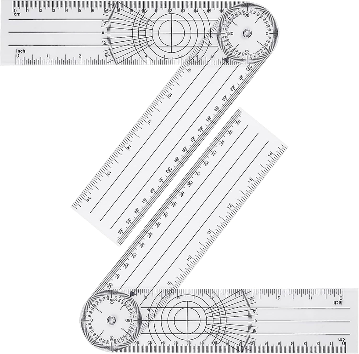 2PC Angle Measuring Tool, Plastic Goniometer 180 Degree Protractor ...