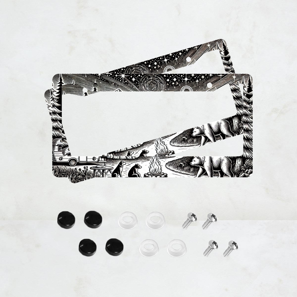 2PC Animal Party License Plate Prame Aluminum Auto Parts License Plate ...