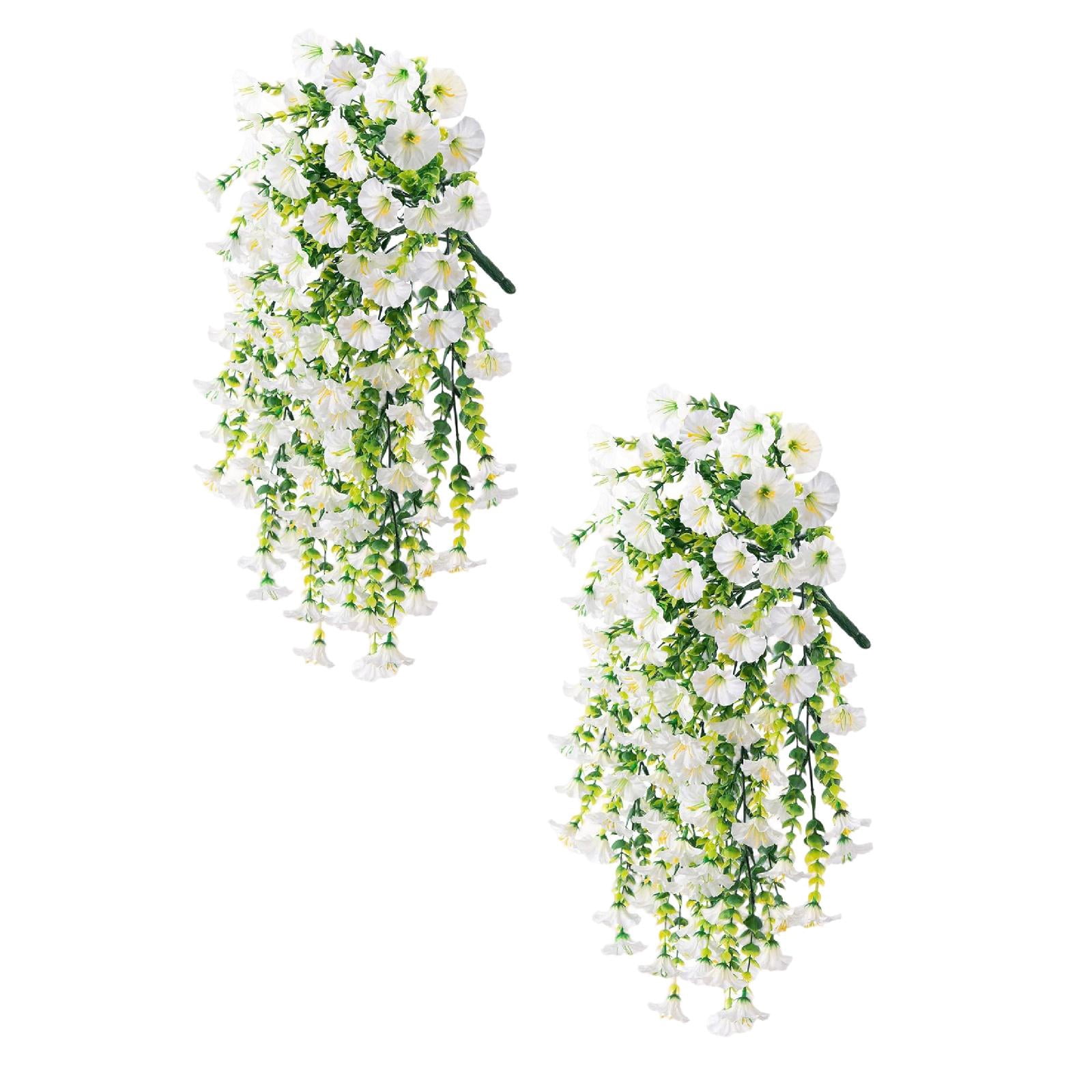 2PC Artificial Hanging Flowers for Outdoor,Faux Plants Silk Morning ...
