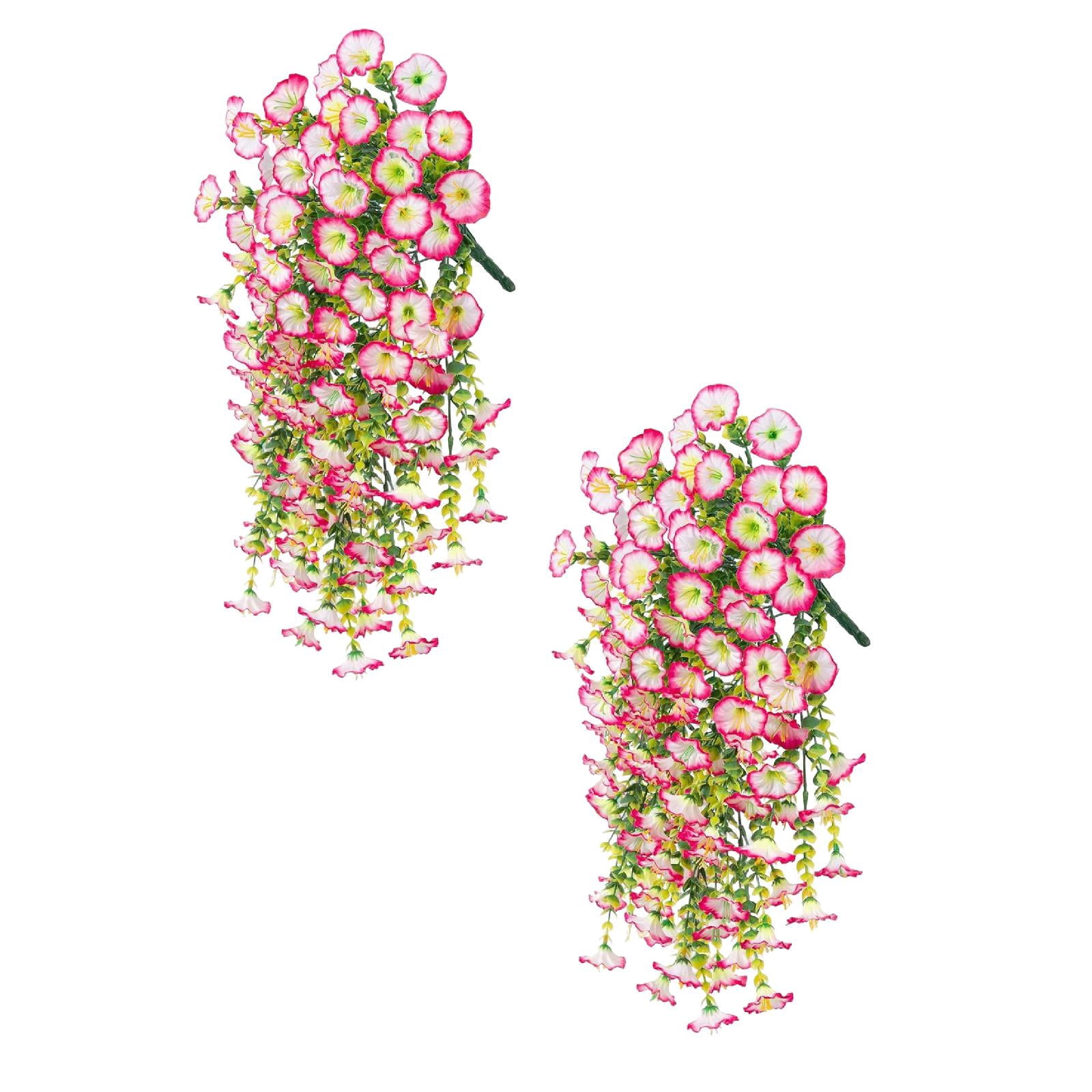 2PC Artificial Hanging Flowers for Outdoor,Faux Plants Silk Morning ...