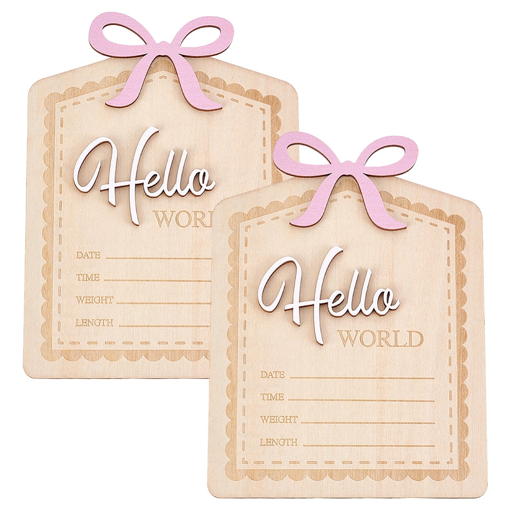 2PC Baby Announcement Sign 6.46×4.72in 3D Pink Hello World Newborn ...