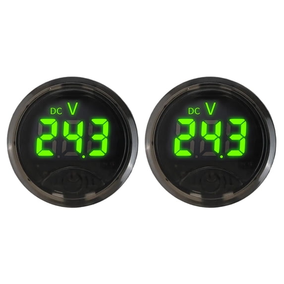 2Pc Battery Voltmeter Display Dc7-120V Round Digital Voltmeter With ...
