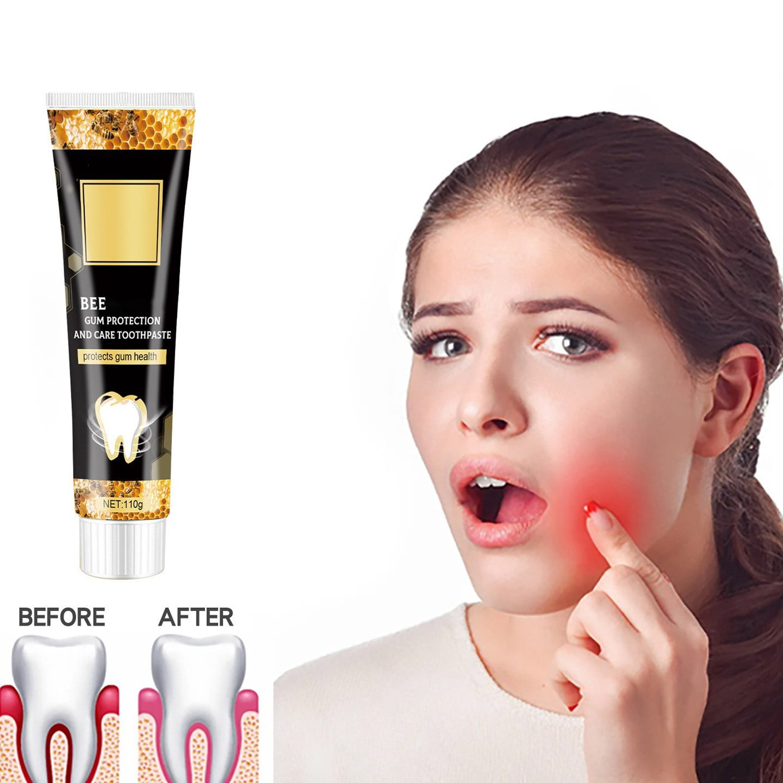 2PC Bee Toothpaste for Bleeding Gums, Gingivitis Treatment and Repair ...