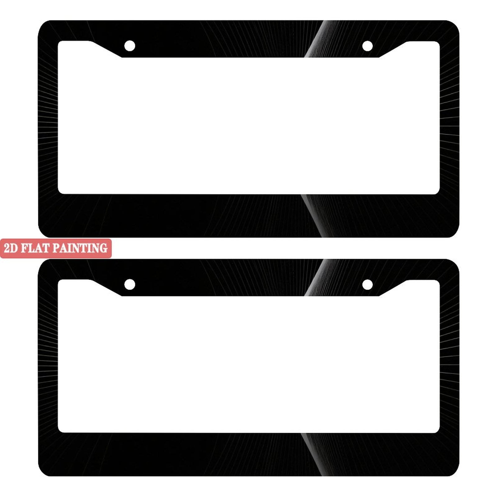 2PC Black and White Geometric Line Pattern Car License Plate Frames ...