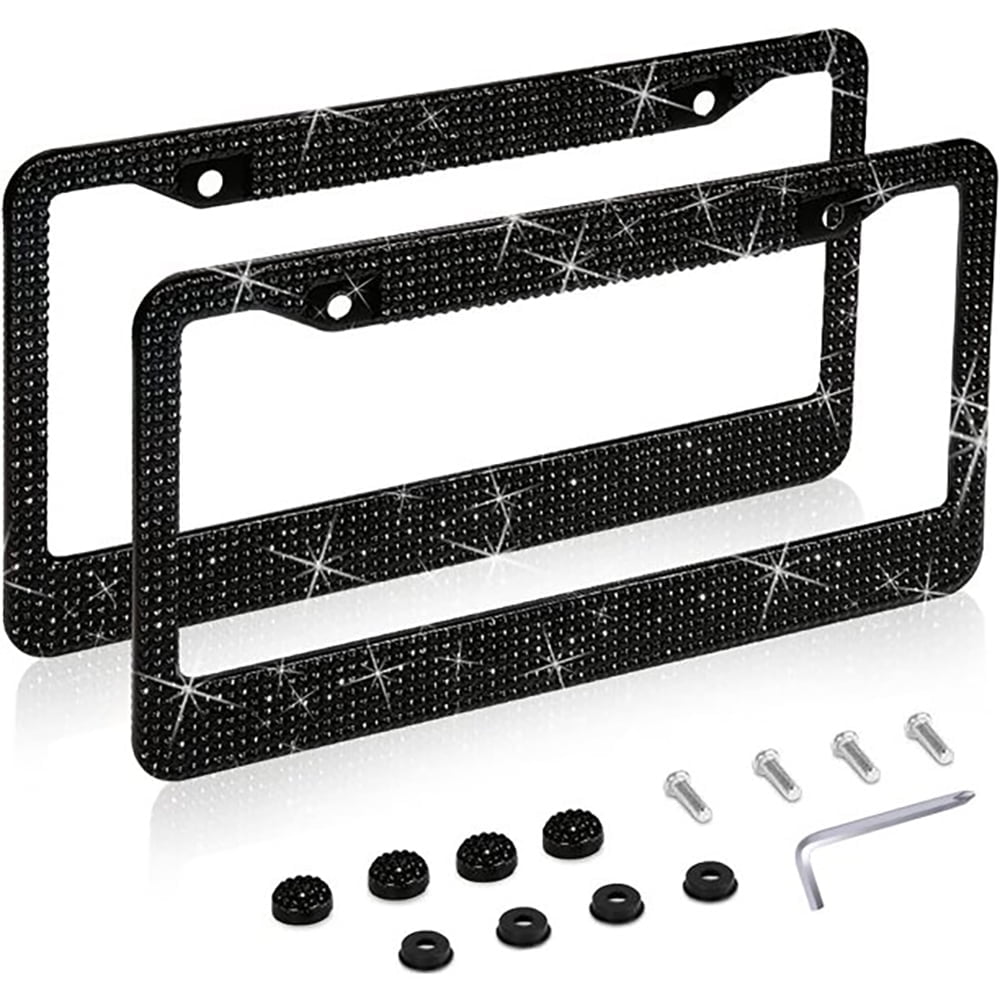 2PC Bling License Plate Frames for Women, 2 Pack Bedazzled Diamond ...