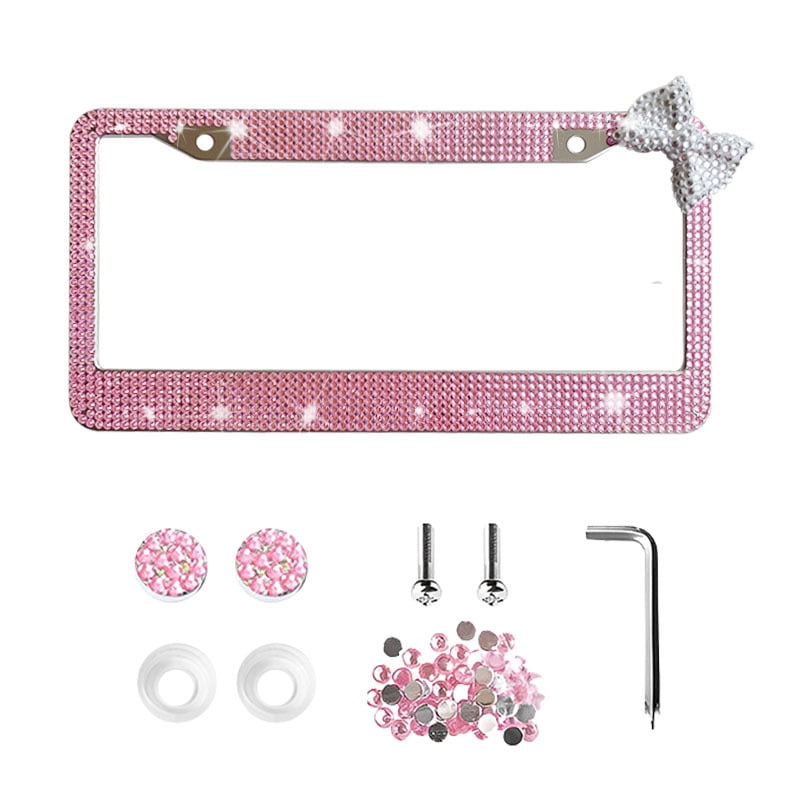 2PC Bling License Plate Frames for Women,Bedazzled Diamond Sparkly ...