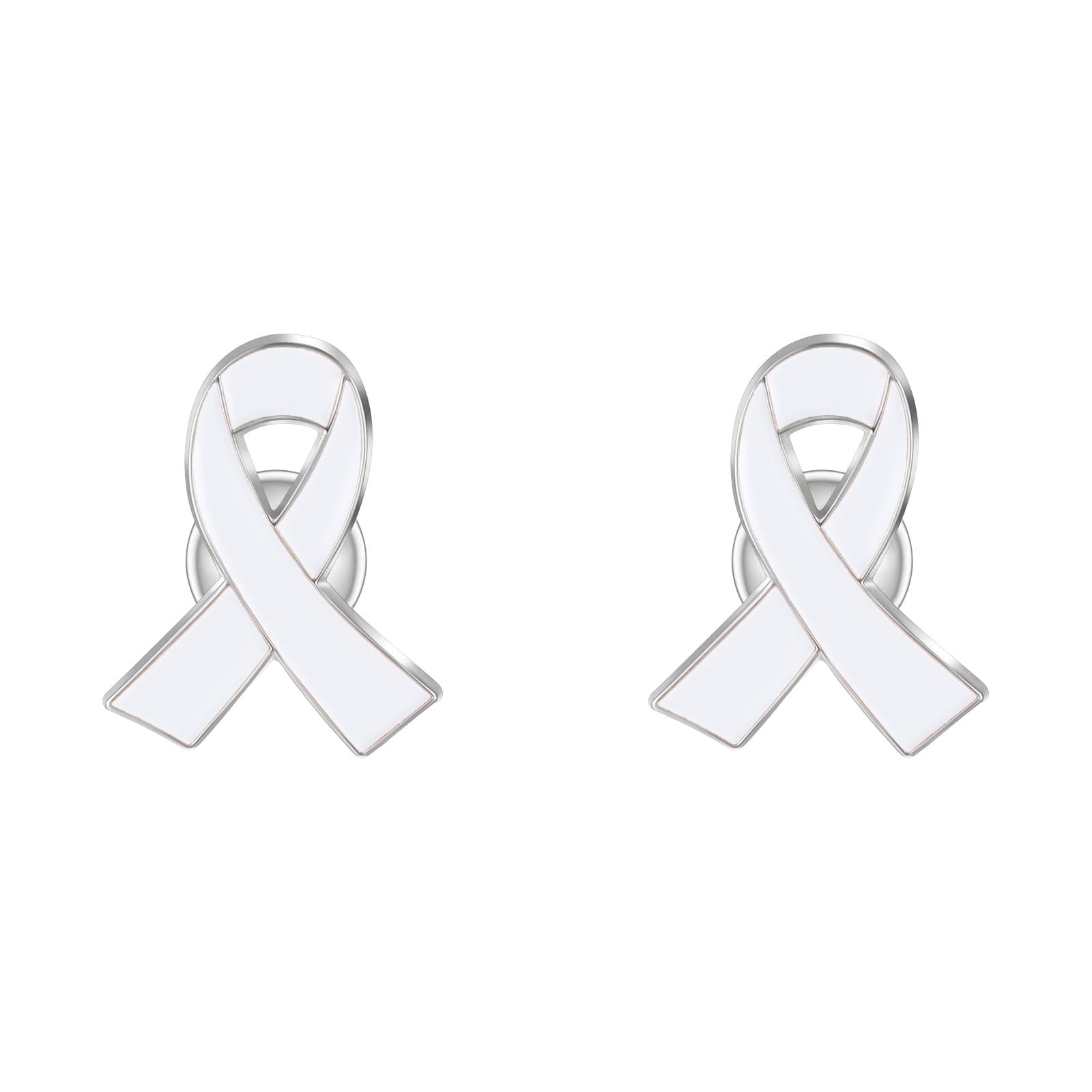 2PC Cancer Awareness Ribbon Pin Set â Heart-Shaped Pink Silk Lapel Pins ...