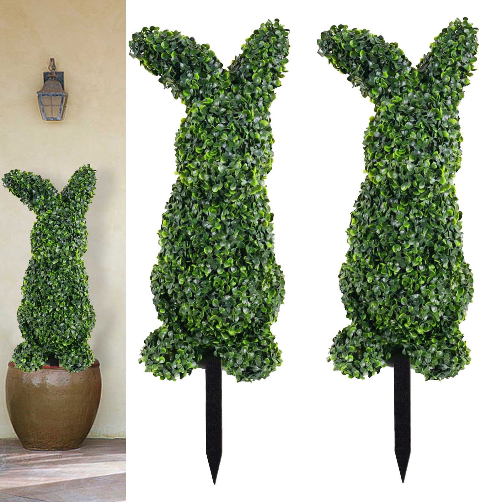 2PC Bunny Topiary,Bunny Topiary Outdoor,35inch Easter Bunny Topiary ...