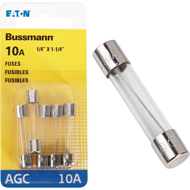 2 Pcs Bussmann 10-Amp 250-Volt Agc Glass Tube Automotive Fuse (5-Pack ...