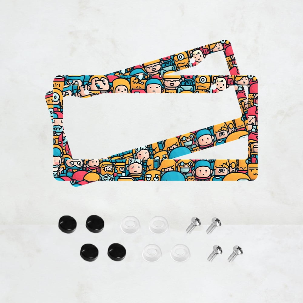 2PC Busy Animated Characters License Plate Prame Aluminum Auto Parts ...