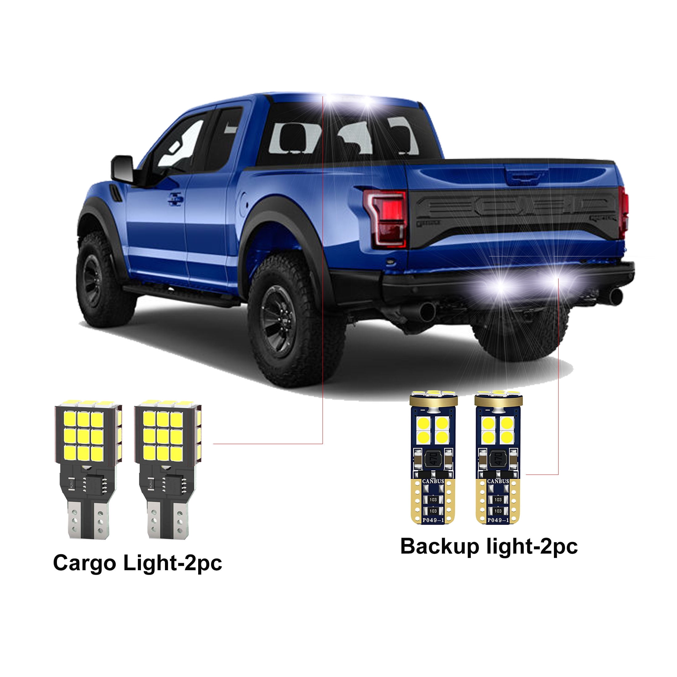 2PC Car LED Backup Light Bulbs For Ford F-150 1997-2023 Car LED Reverse ...