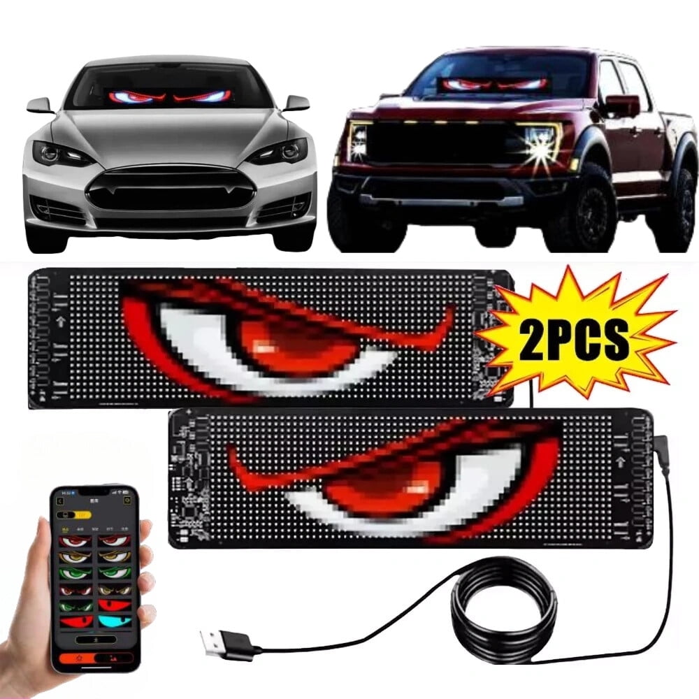2PC Car LED Devil Eye Sign Scrolling Message Display Board Screen APP ...