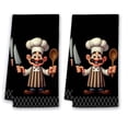 2PC Cartoon Chef Kitchen Towels - Fun Black and White Cooking Themed ...