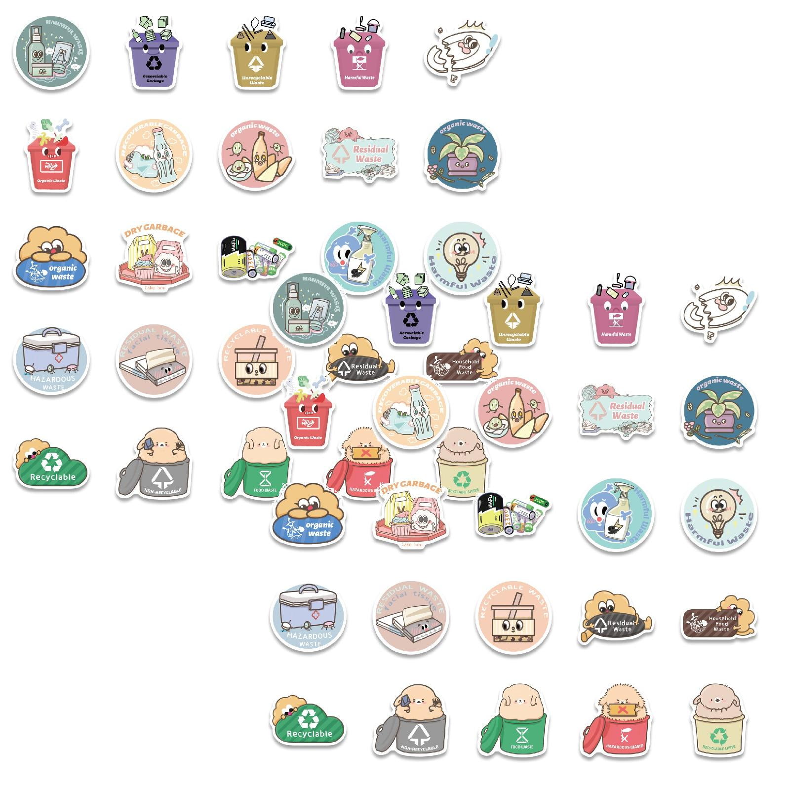 2PC Cartoon Garbage Sorting Stickers Decorate Luggage Notebook DIY ...