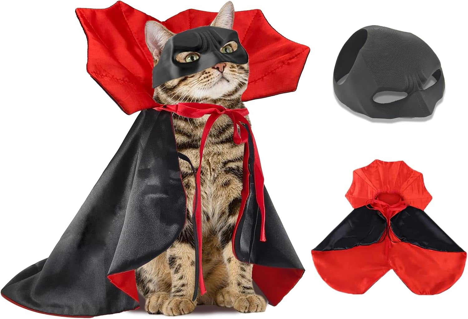 2PC Cat Halloween Costumes,Cat Bat Mask,Halloween Costumes for Dogs ...