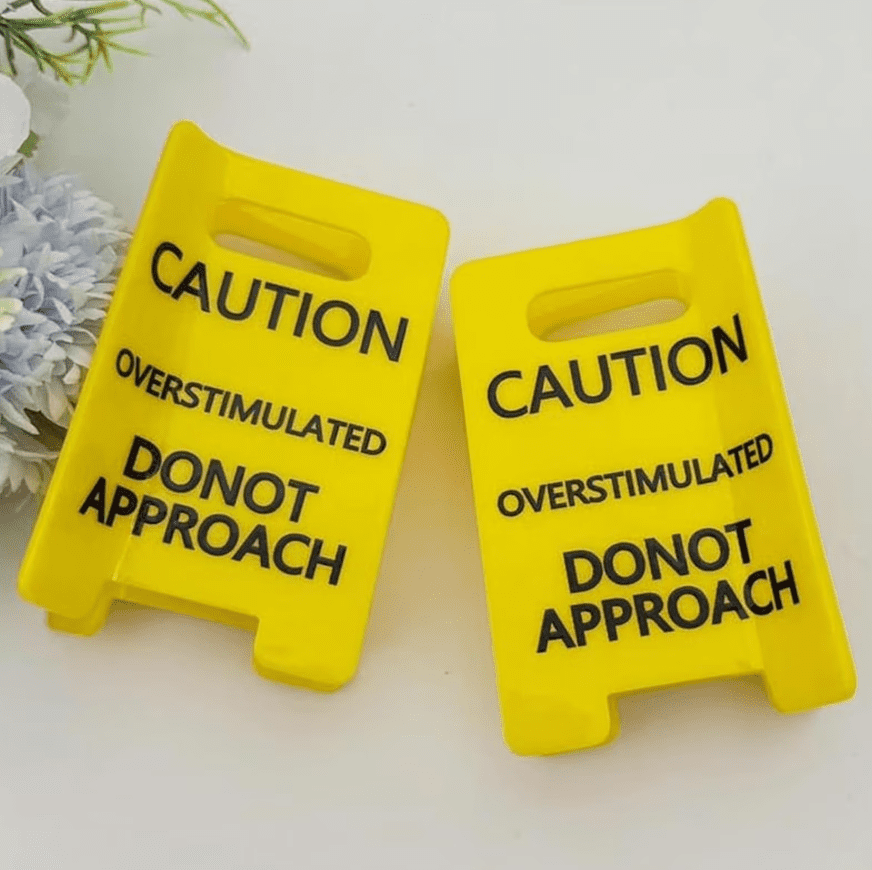 2PC Caution Overstimulated Desk Sign Hair Claw Clip, Do Not Approach ...