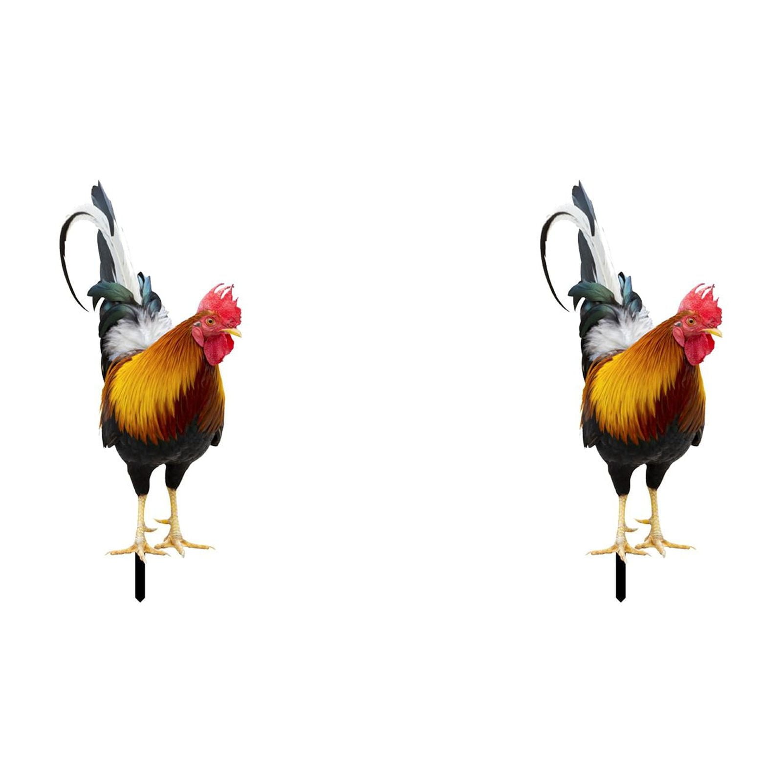 2PC Chicken Yard Stakes Set - 2D Lifelike Rooster & Hen Acrylic Statues ...
