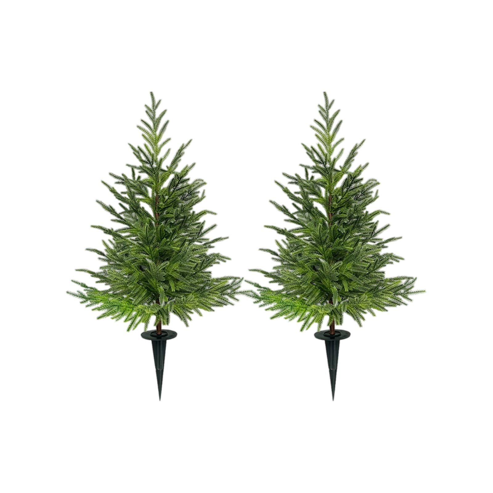 2PC Christmas Artificial Cedar Trees with Ground Spike UV Resistant ...
