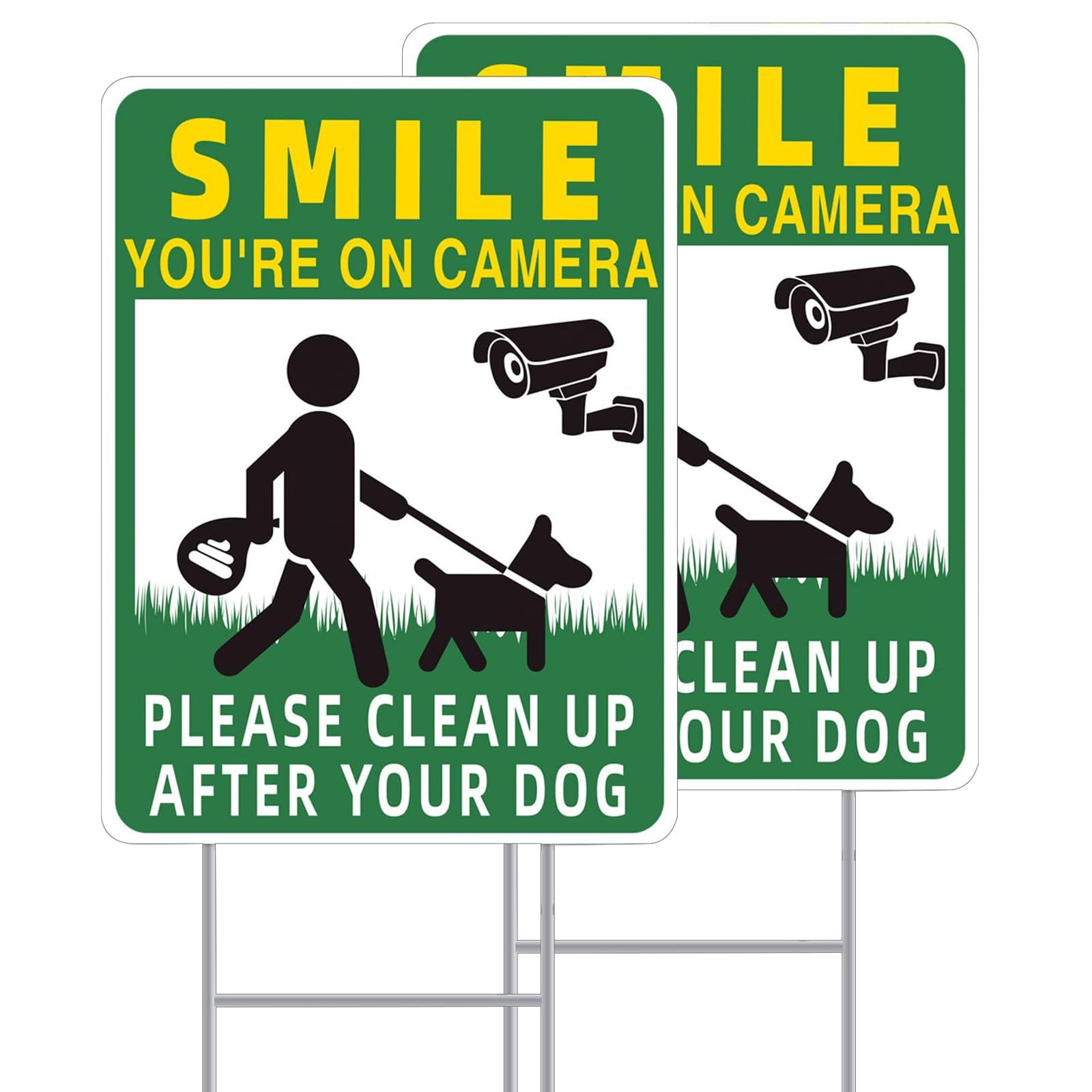 2PC Clean Up After Your Dog Yard Sign 13" x 10" - No Pooping Peeing ...