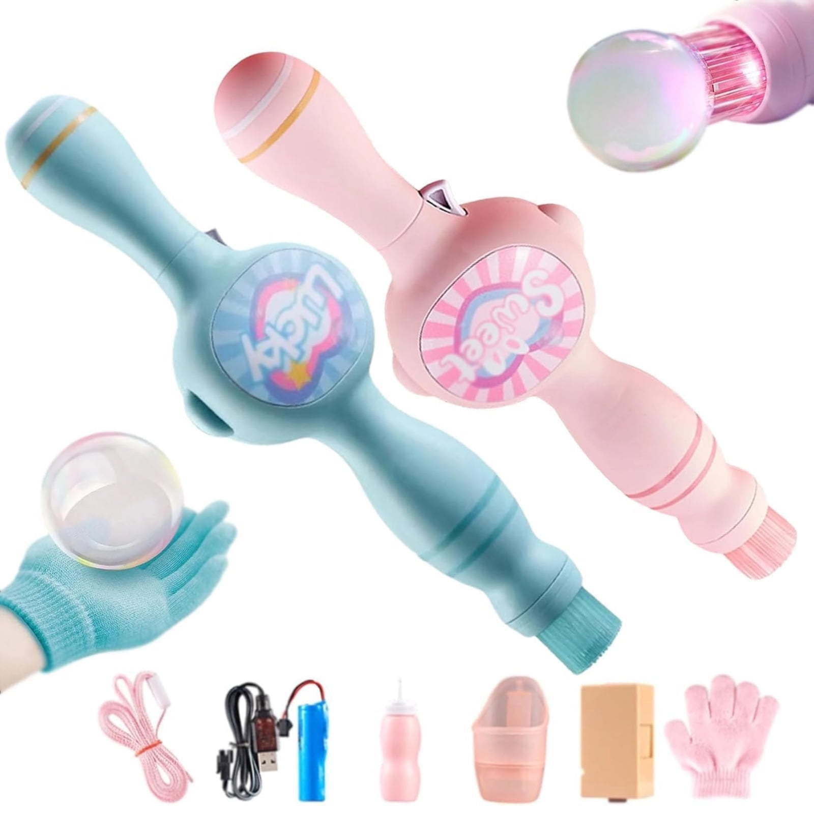 2PC Colorful Smoke Bubble Machine, Handheld Fog Bubble Blower for Kids ...