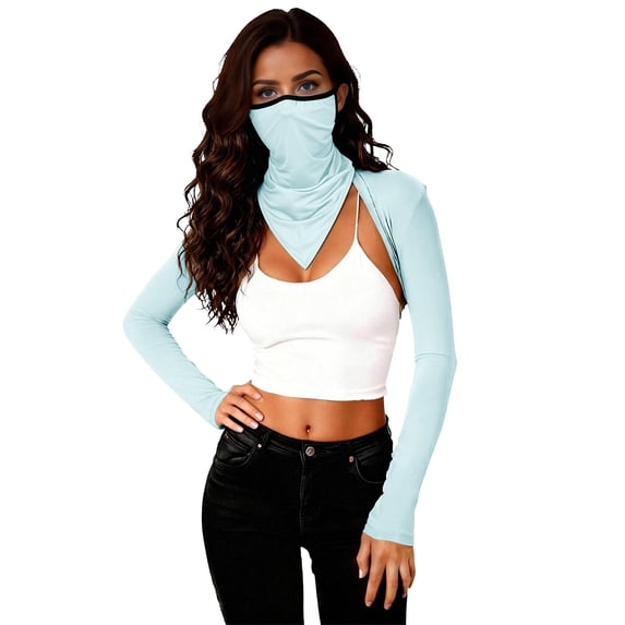 2PC Cooling Shawl Arm Sleeves and Sun Protection Scarf Mask Bandana ...