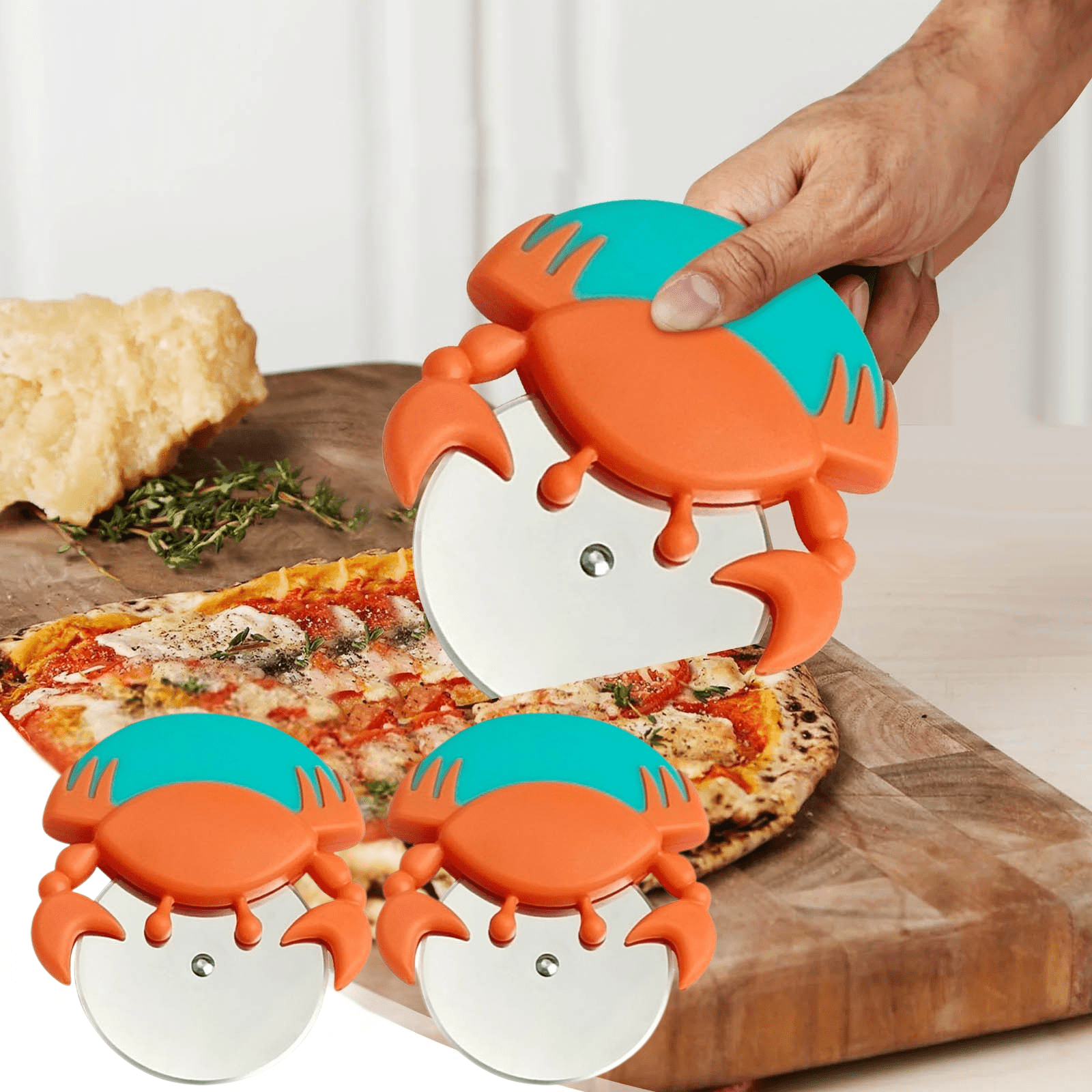 2PC Crab Shaped Pizza Cutter, Funny Pizza Wheel Stainless Steel, Multi ...