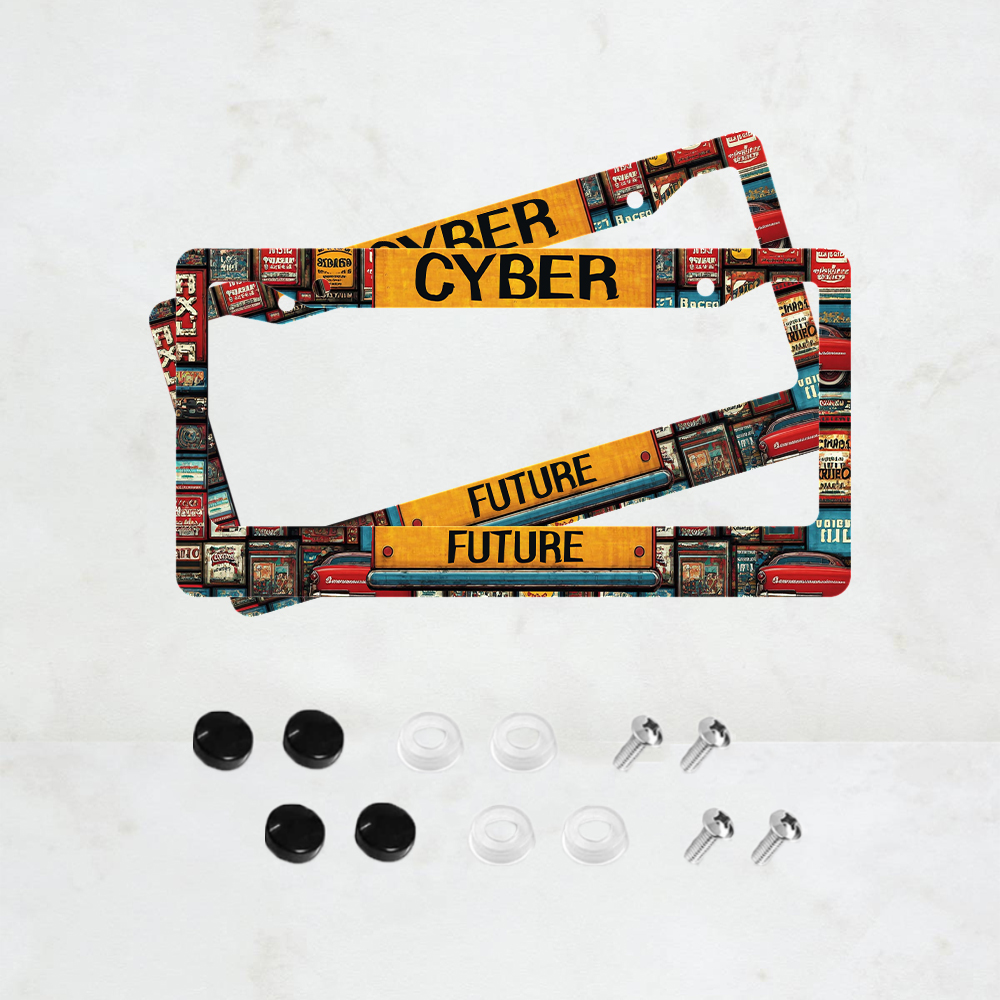 2PC Cyber Future License Plate Prame Aluminum Auto Parts License Plate ...