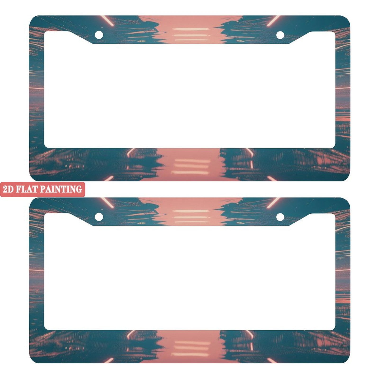 2PC Cyberpunk City Reflection Car License Plate Frames with Mounting ...