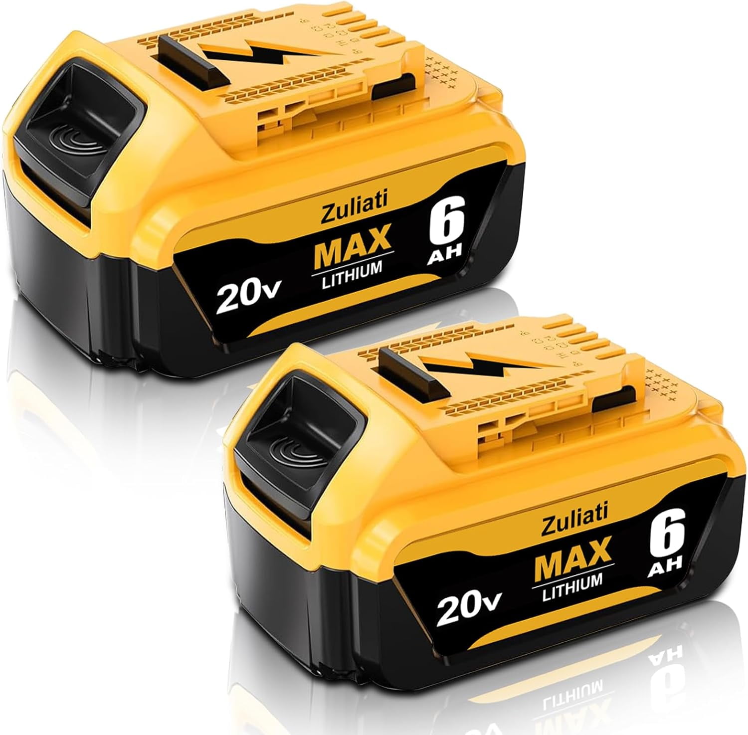 2PC DCB206 6.0Ah Battery Replacement for Dewalt 20V Battery DCB203 DCB206-2 DCB201 DCB204 ...