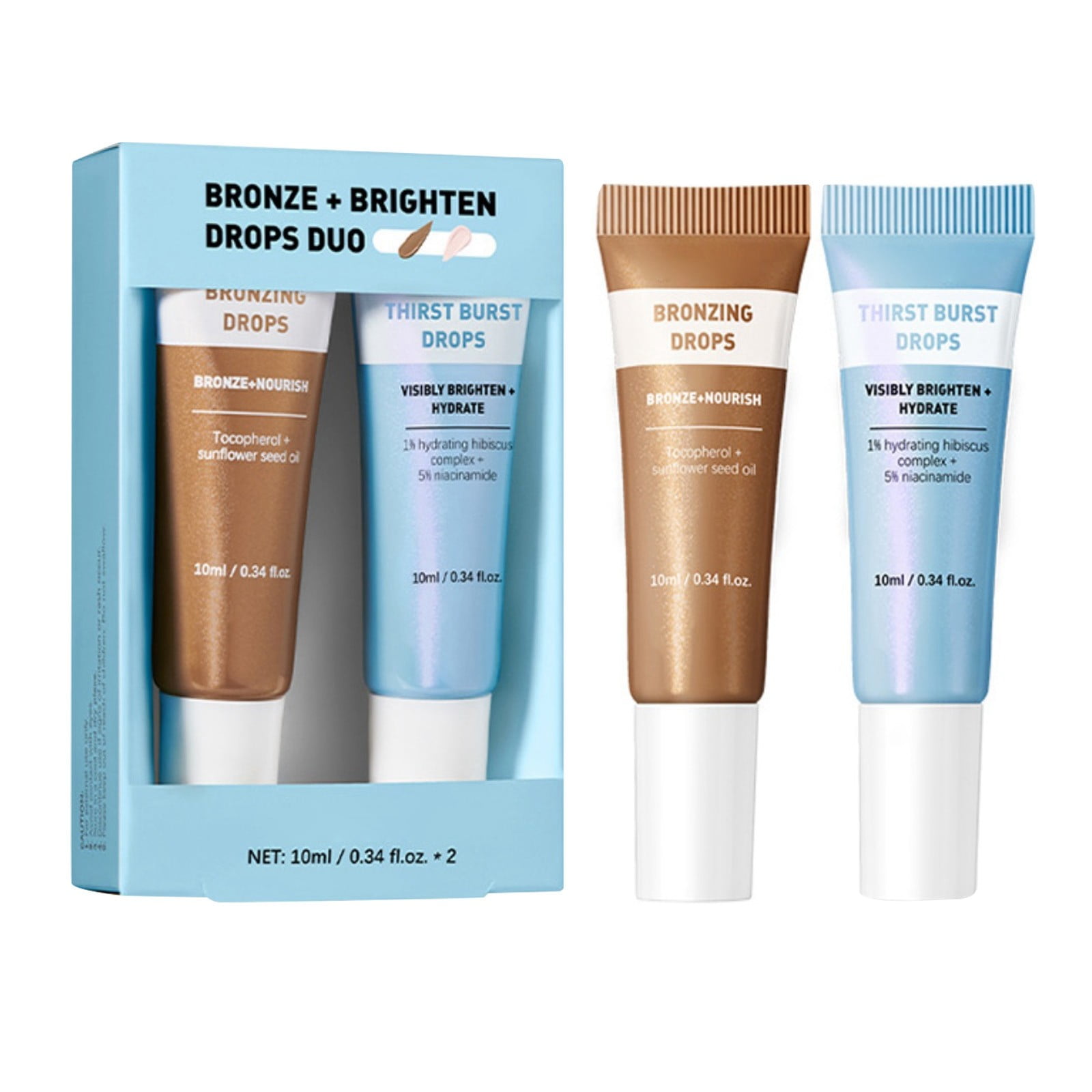 2PC Double Bronze Tanning Liquid Bronzer Set Travel Size Moisturizing ...