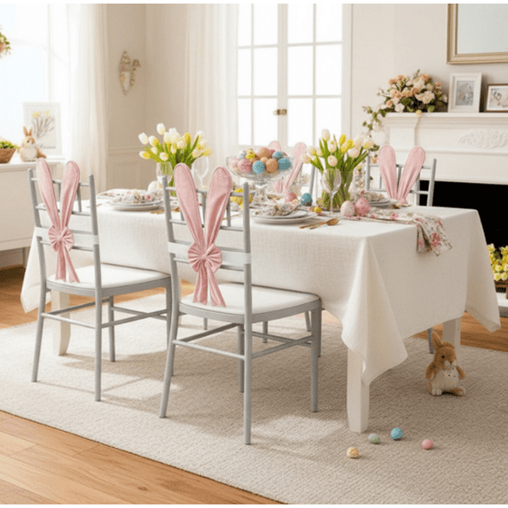 2PC Easter Bow Tie Rabbit Ears Chair Covers Set Chair Back Party ...
