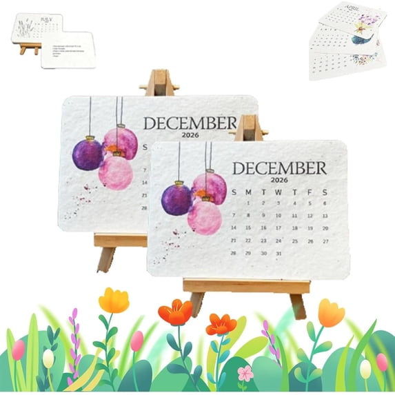 2PC Eco-Friendly Plantable Love Seed Calendar 2026, Sustainable Monthly ...