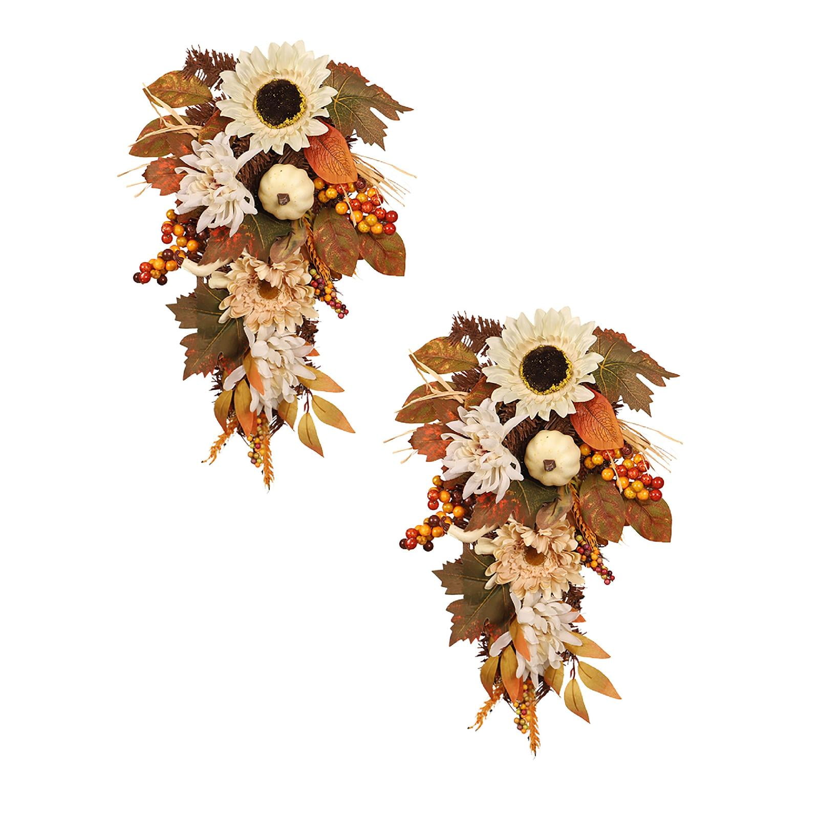 2PC Fall Wreaths for Front Door-Pumpkin Wreathfall Pumpkin Wreath Fall ...