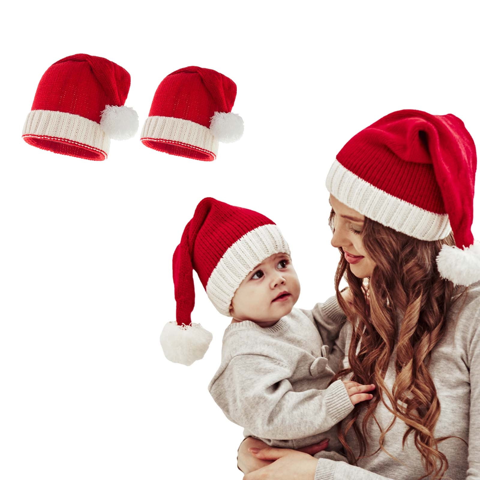 2PC Family Matching Christmas Hat Mother & Baby Knitted Hat Christmas ...