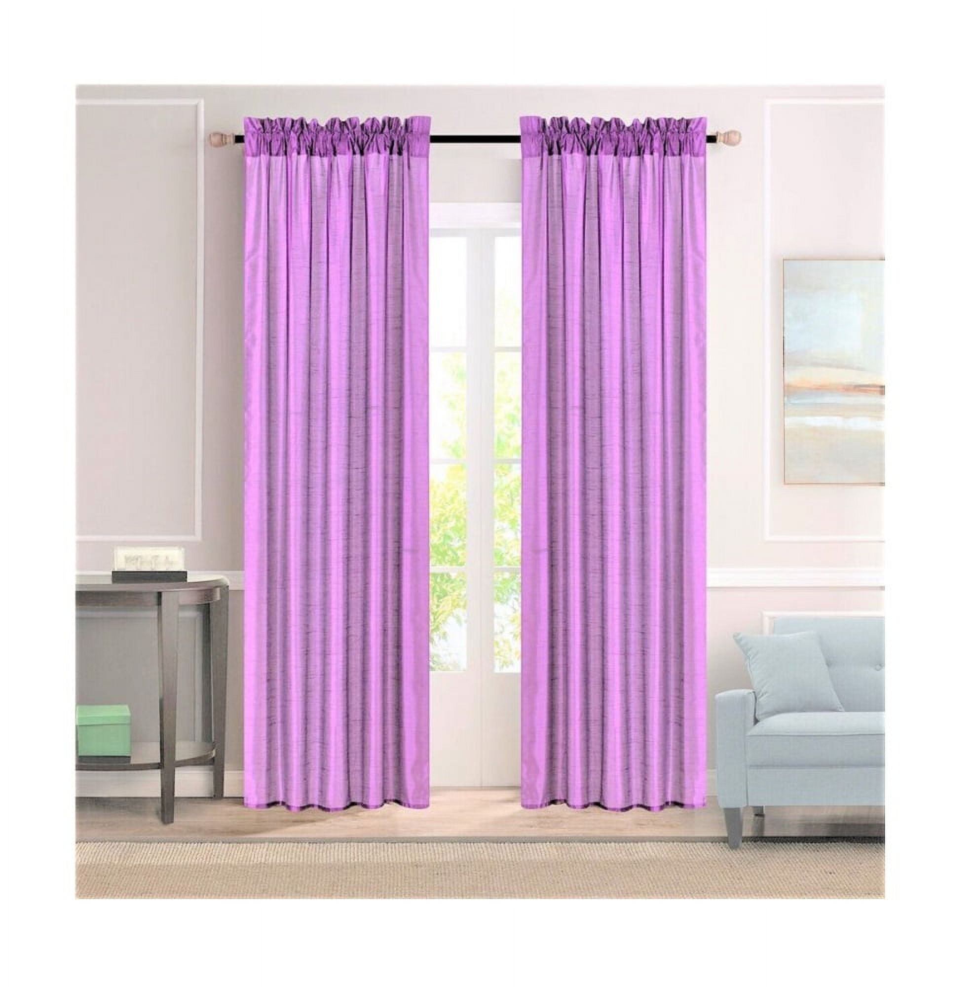 2PC Faux Silk MR2 Rod Pocket Window Curtains Set Lilac - Walmart.com