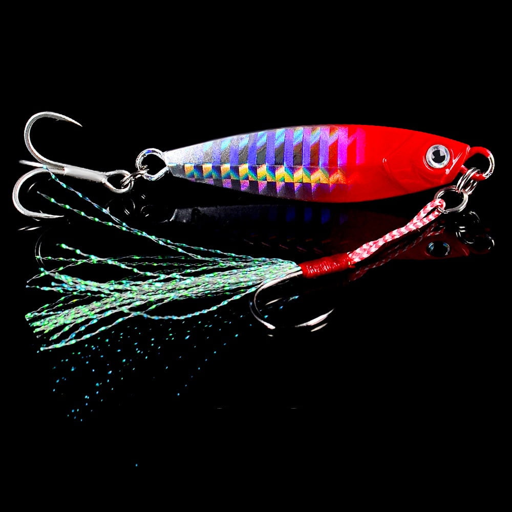2PC Fishing Jig Bait 7g/10g/15g/20g/30g Metal Laser Jig Casting Spoon Fishing Lure - Walmart.com