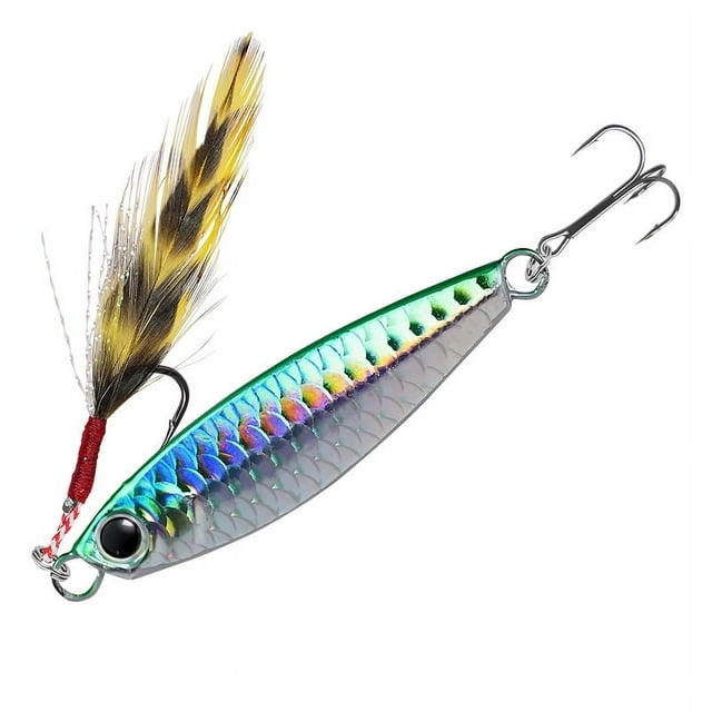 2PC Fishing Lures Jigs Iron Plate Fish Scale Pattern All Water Layer Blue Green White black Pink ...