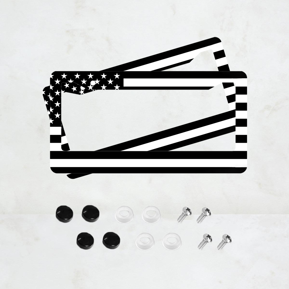 2PC Flag License Plate Prame Aluminum Auto Parts License Plate ...