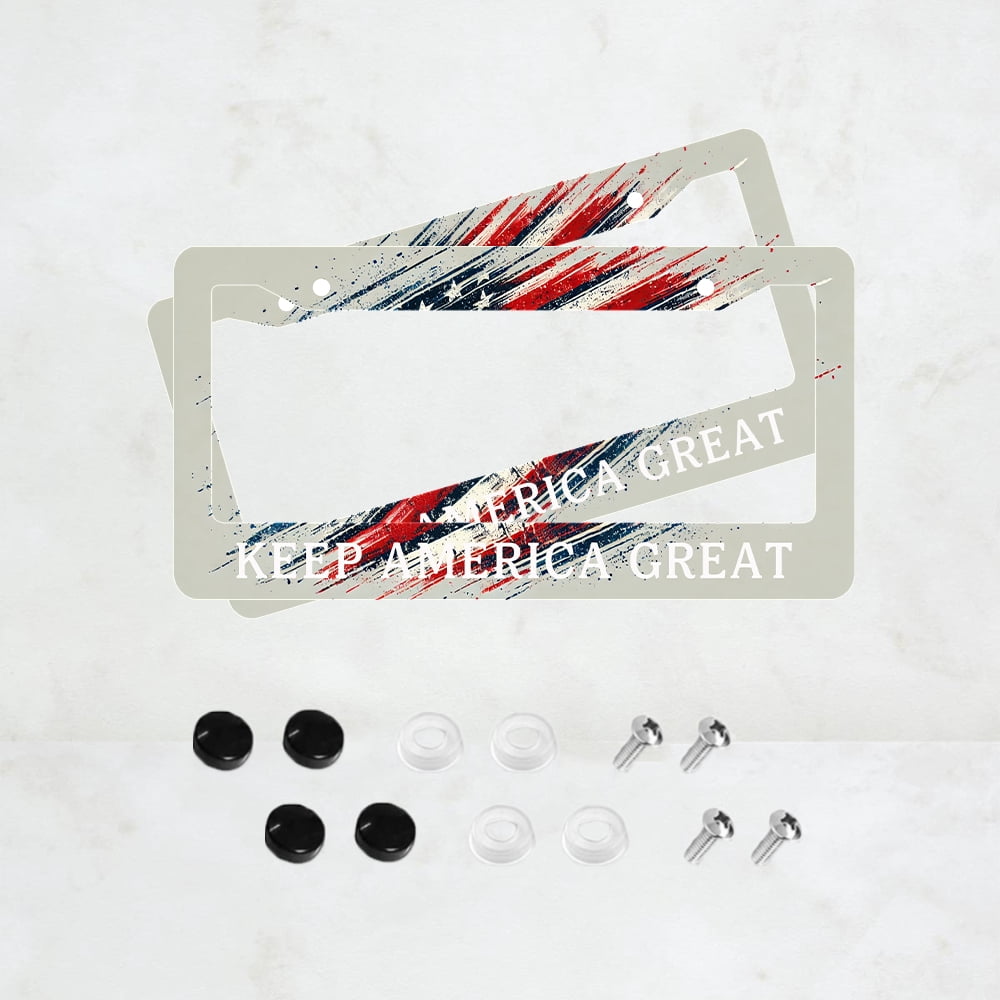 2PC Flag License Plate Prame Aluminum Rust-Proof Auto Parts License ...