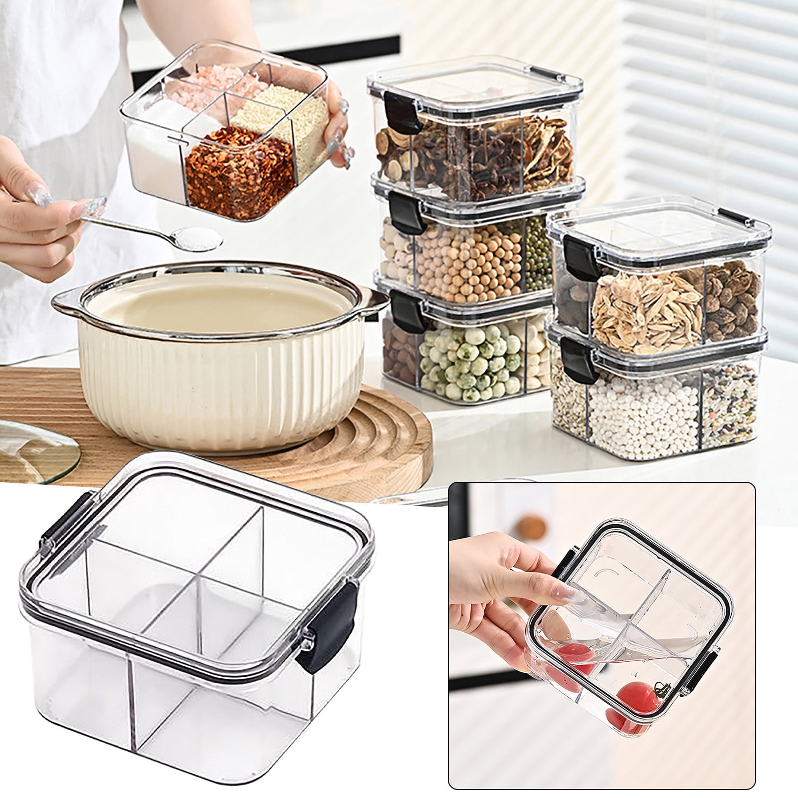 2PC Food Storage Containers 6-Pack Airtight Kitchen Storage Boxes ...
